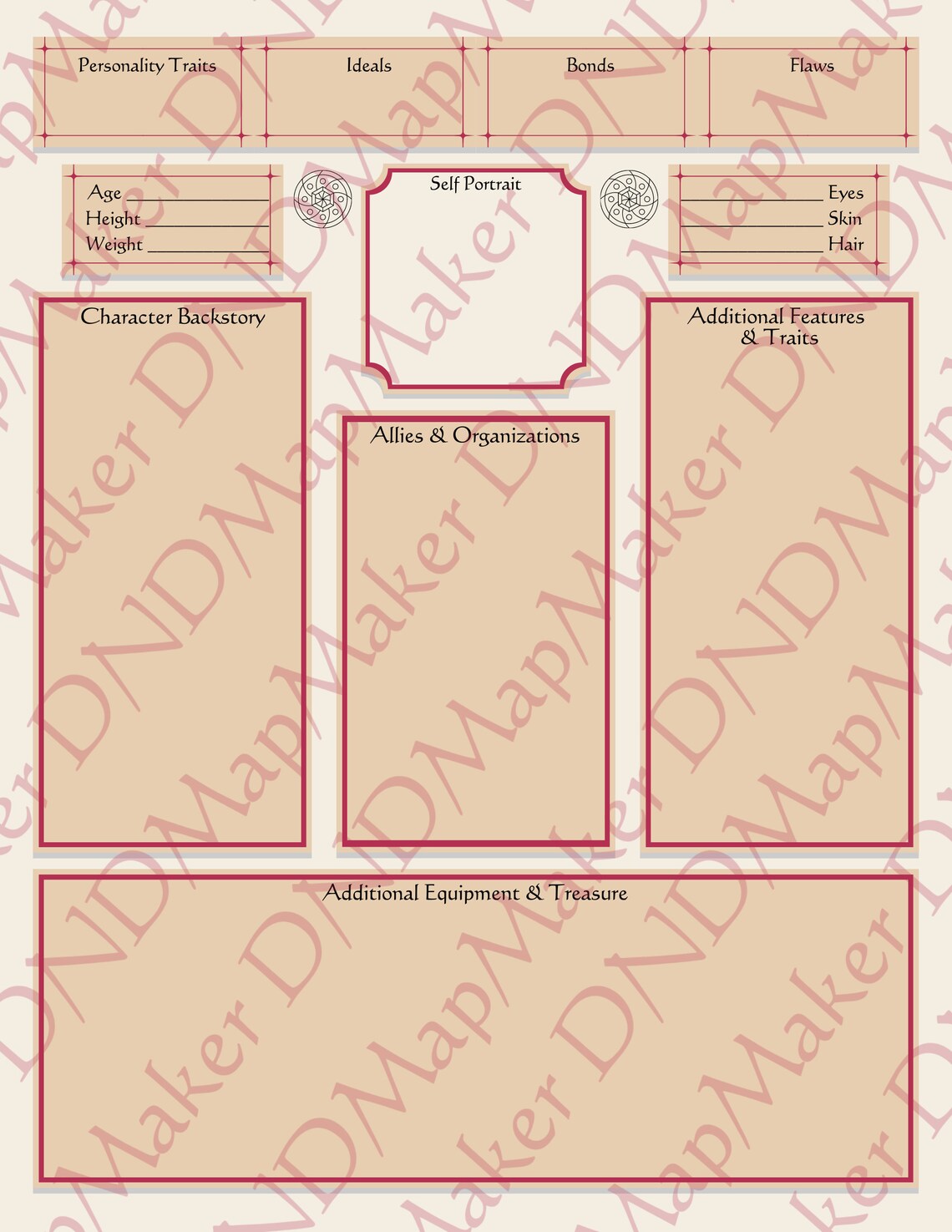 D&D 5e Character Sheet Old Perspective Dungeons and Dragons 5th Edition ...