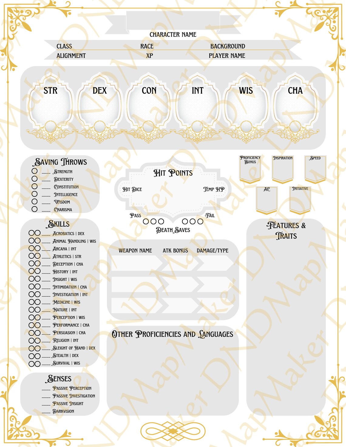 D&D 5e Character Sheet | Royal Affair | Dungeons and Dragons | 5th ...