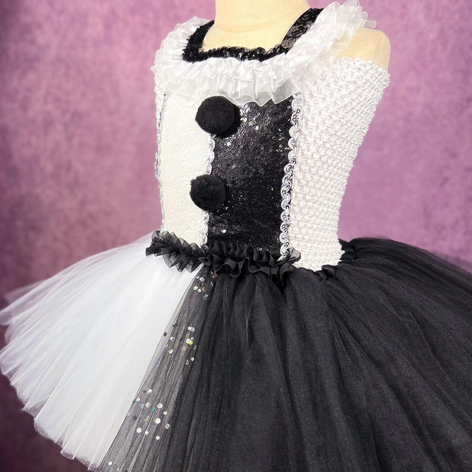 Evil Circus Clown Costume Dress: Terrifying Black & White Halloween ...