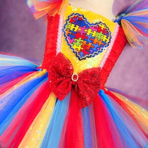 Autism Awareness Pageant Birthday Party Puzzle Piece Costume Red Yellow ...