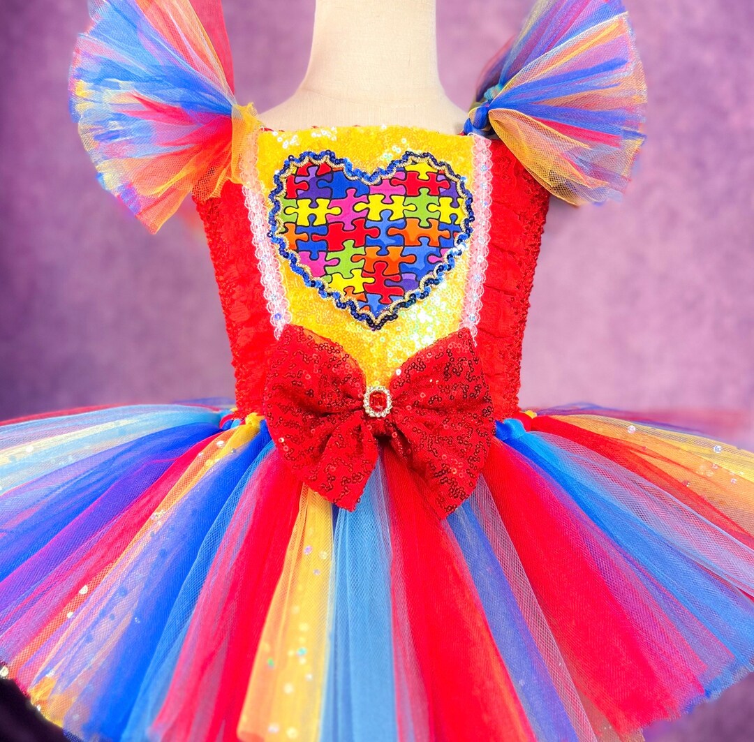 Adult Autism Awareness Pageant Birthday Party Puzzle Piece Costume Red ...