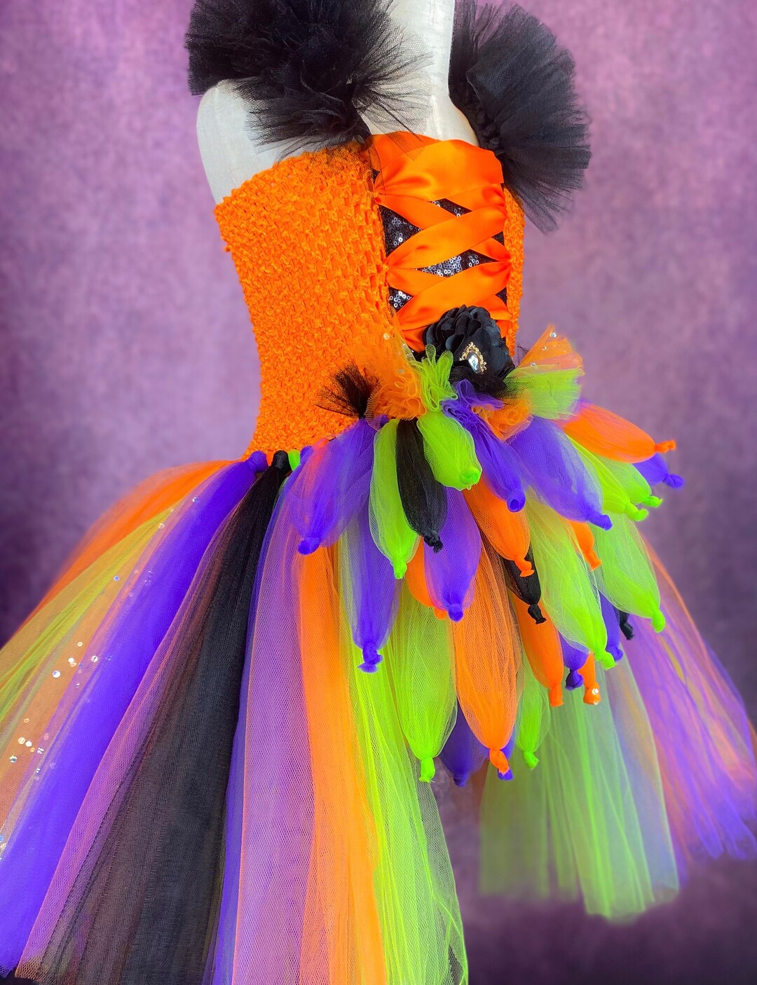 Halloween Witch Villain Spooky Orange Purple Green Costume Party ...