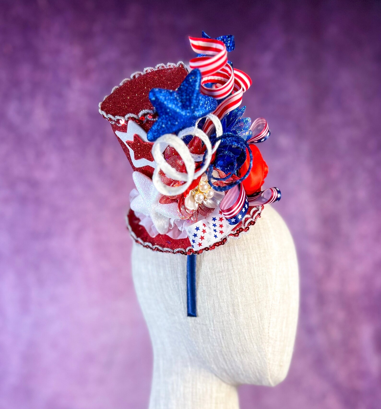 American USA Patriotic Mini Hat Headband - Etsy