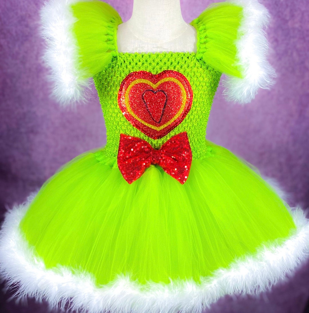 Grumpy Green Red Heart Christmas Monster Dress - Etsy