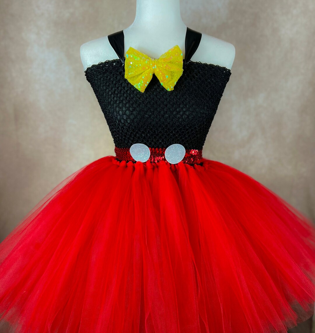 Mickey Mouse Red Black Yellow Bowtie Red Skirt Halloween Costume Party ...