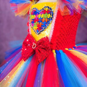 Autism Awareness Pageant Birthday Party Puzzle Piece Costume Red Yellow ...