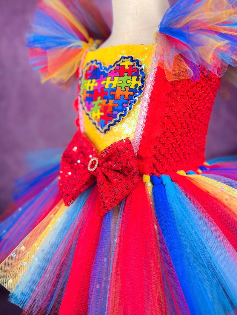 Autism Awareness Pageant Birthday Party Puzzle Piece Costume Red Yellow ...