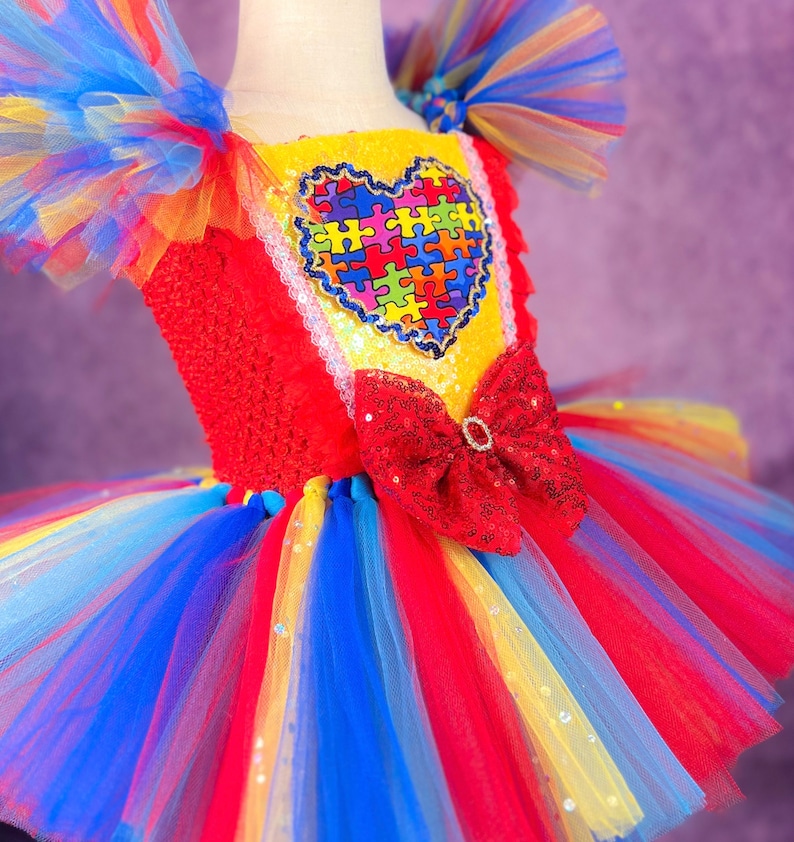 Autism Awareness Pageant Birthday Party Puzzle Piece Costume Red Yellow ...