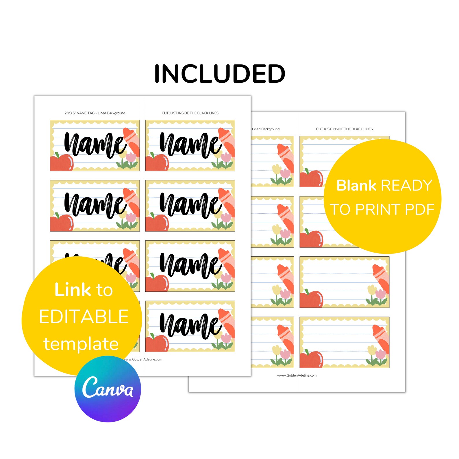 Printable Name Label, Editable Name Tags for School, Backpack Tag ...