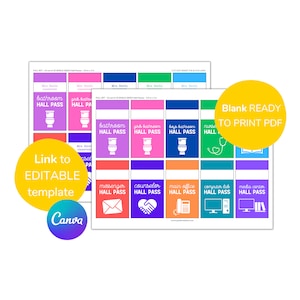 Printable Hall Passes, Editable Set of 10 Personalized Teacher Hall ...