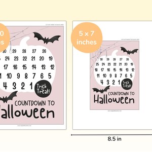 Halloween Countdown Printable Calendar, Days Until Halloween Sign, DIY ...