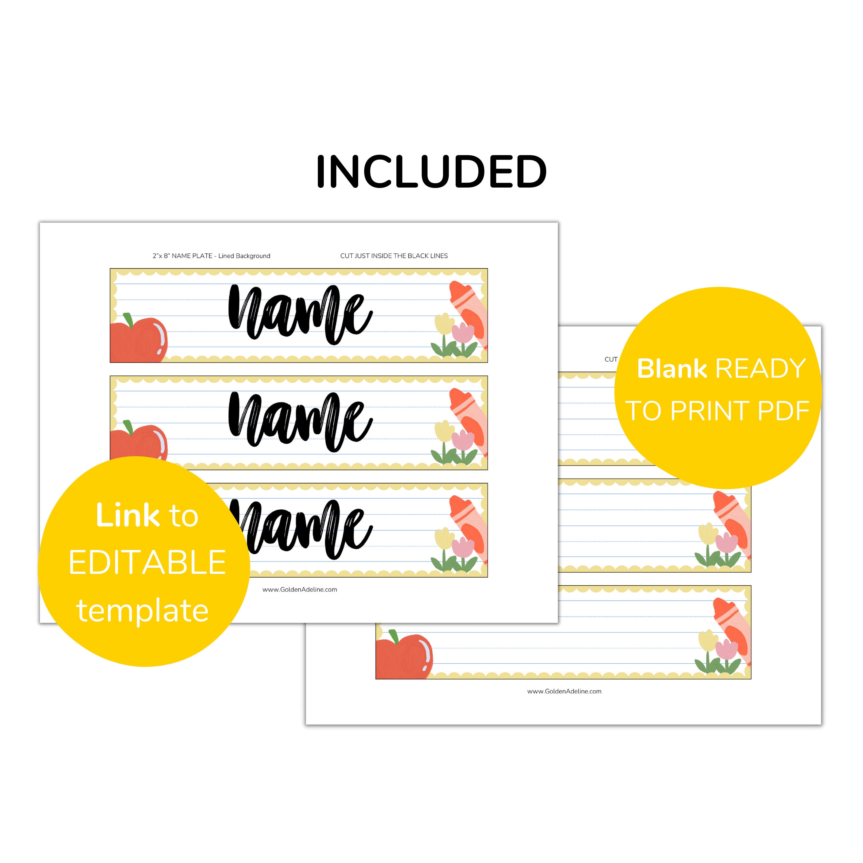 Printable Name Plate, Editable Student Desk Plate, Back to School ...