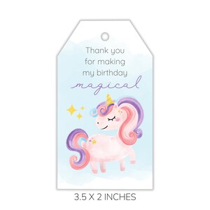 Unicorn Birthday Party Favor Tag Printable, Personalizable Thank You ...