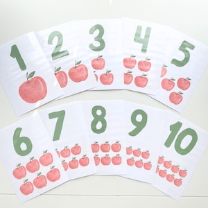Numbers Flashcards Printable, Counting 1-10 Flash Cards Apple Theme ...