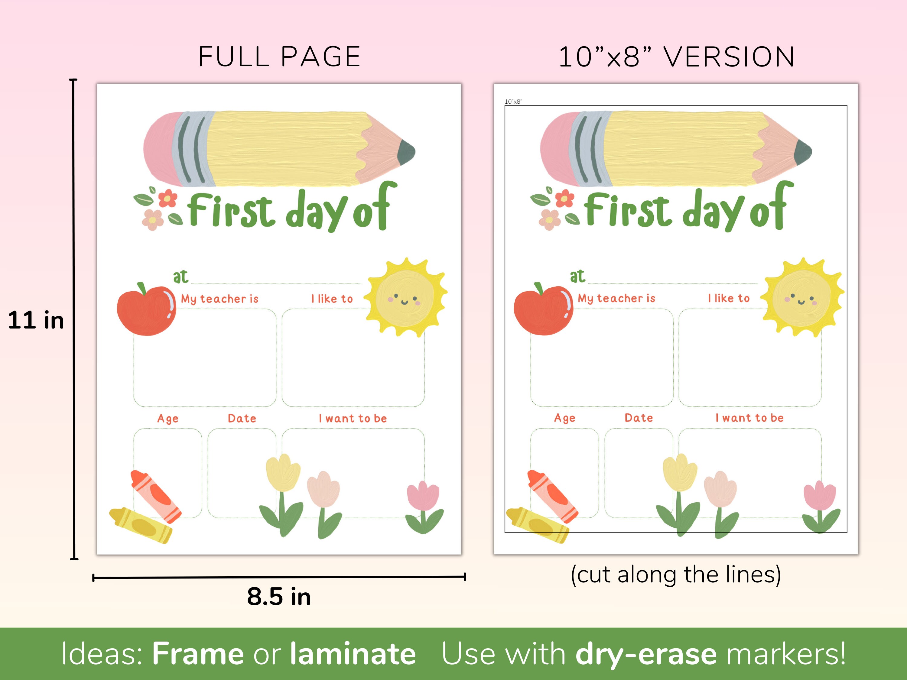 First Day of School Sign Printable Editable 2-in-1 First and - Etsy