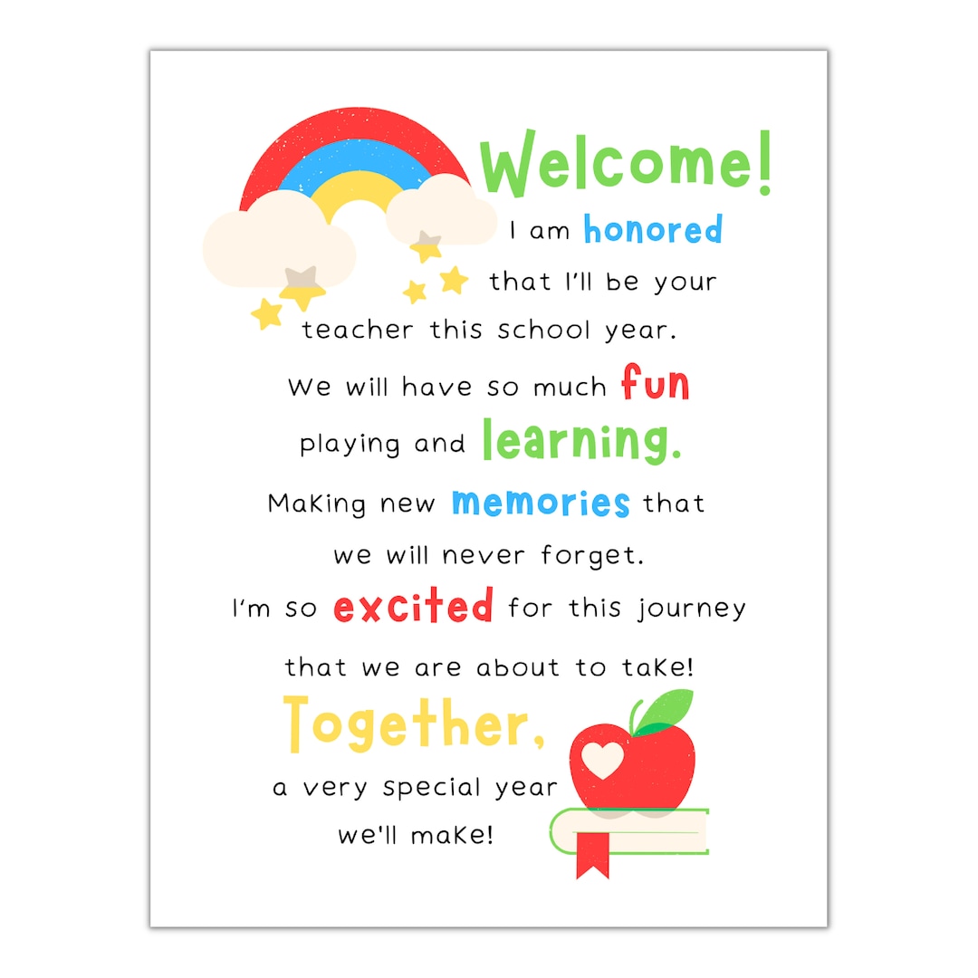 First Day of School Letter From Teacher Printable Welcome - Etsy