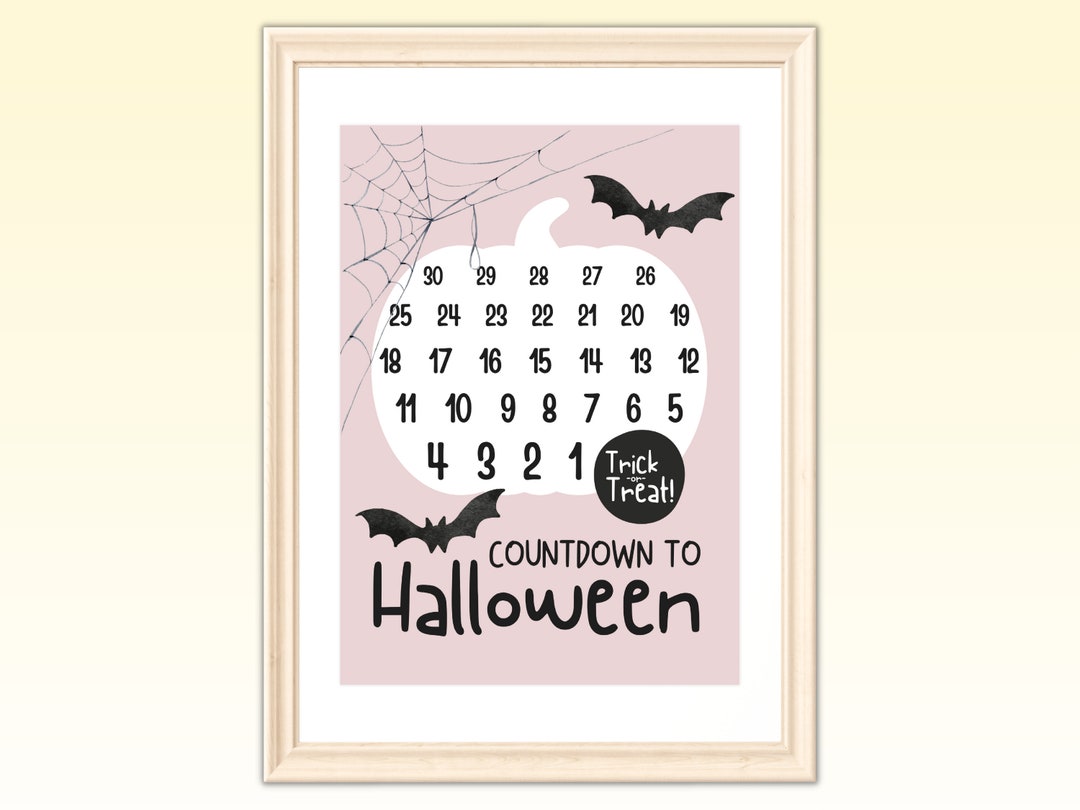 Halloween Countdown Printable Calendar, Days Until Halloween Sign, DIY ...