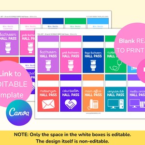 Printable Hall Pass Set of 10 Personalized Teacher Hall Pass - Etsy