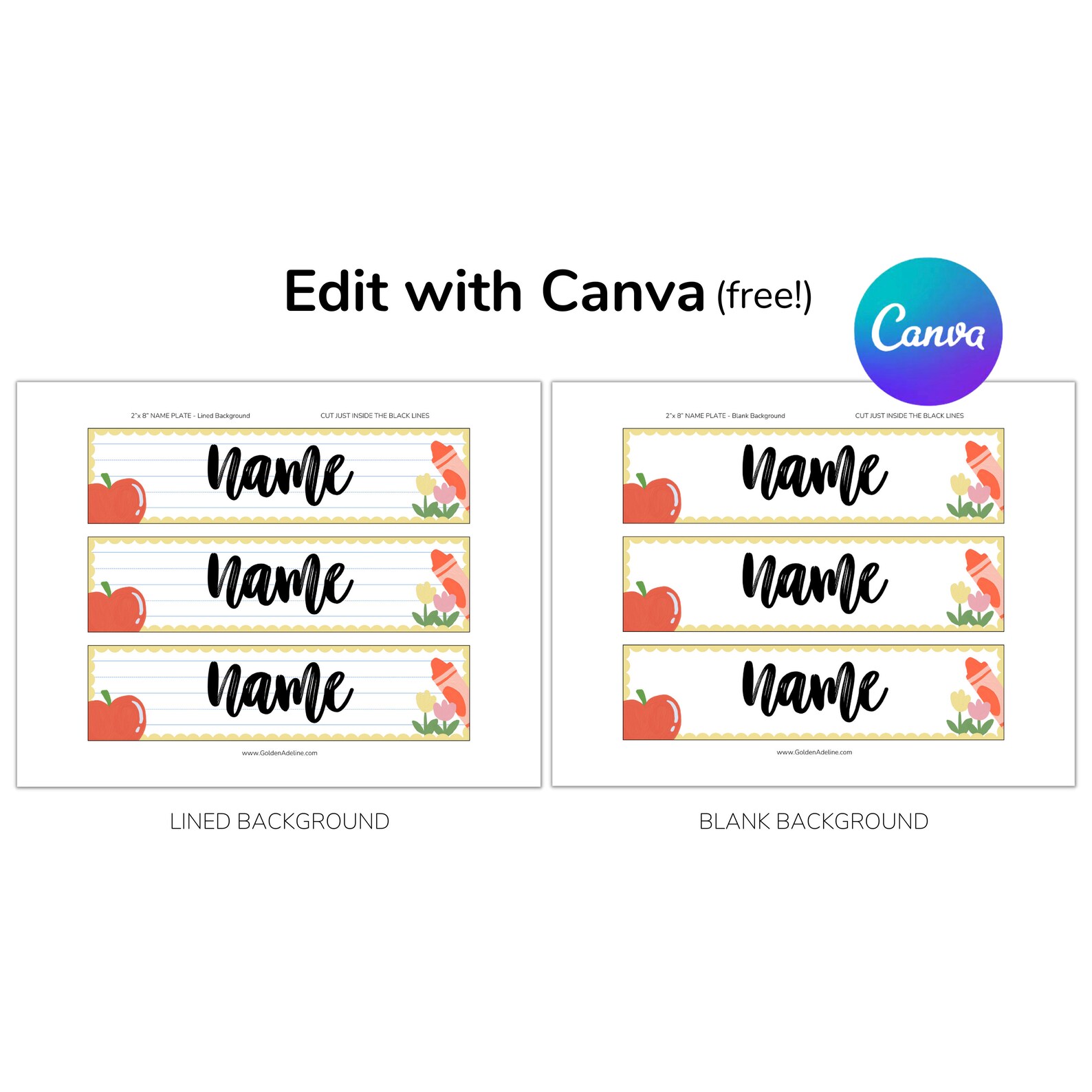 Printable Name Plate, Editable Student Desk Plate, Back to School ...