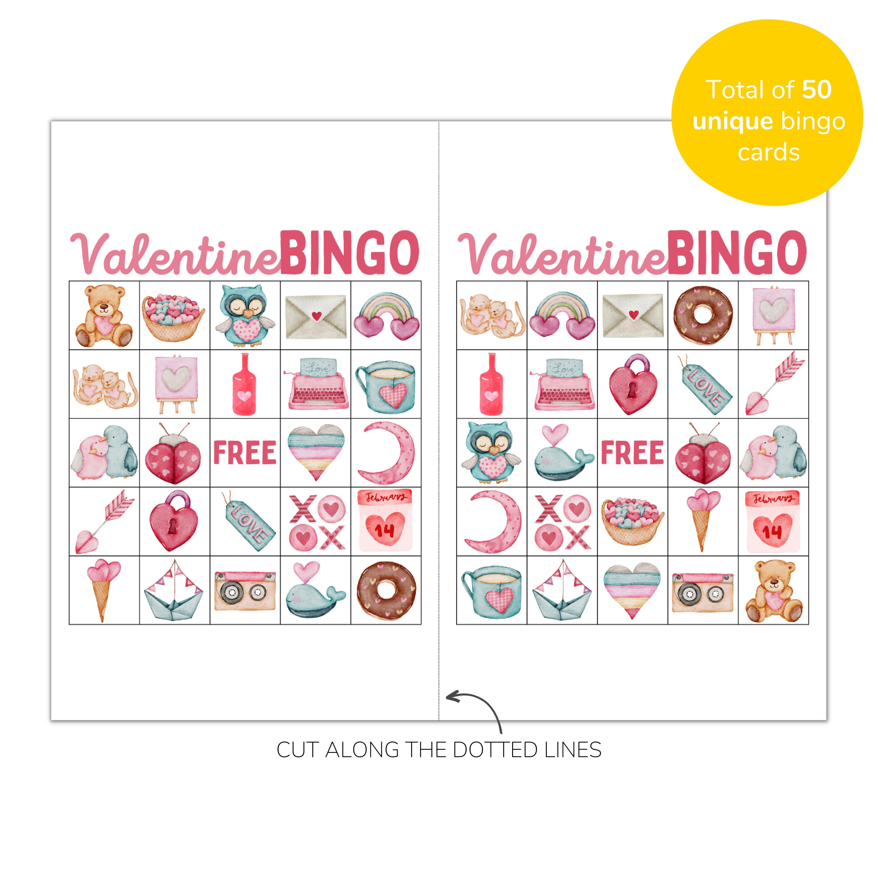 Valentine Bingo Printable, Classroom Valentines Game for School, Family ...