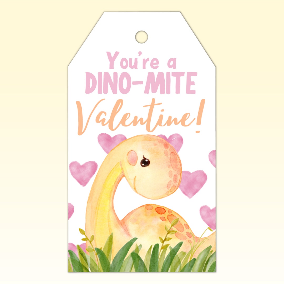 Dinosaur Valentine Gift Tag Printable, You’re Dinomite Valentine Treat ...