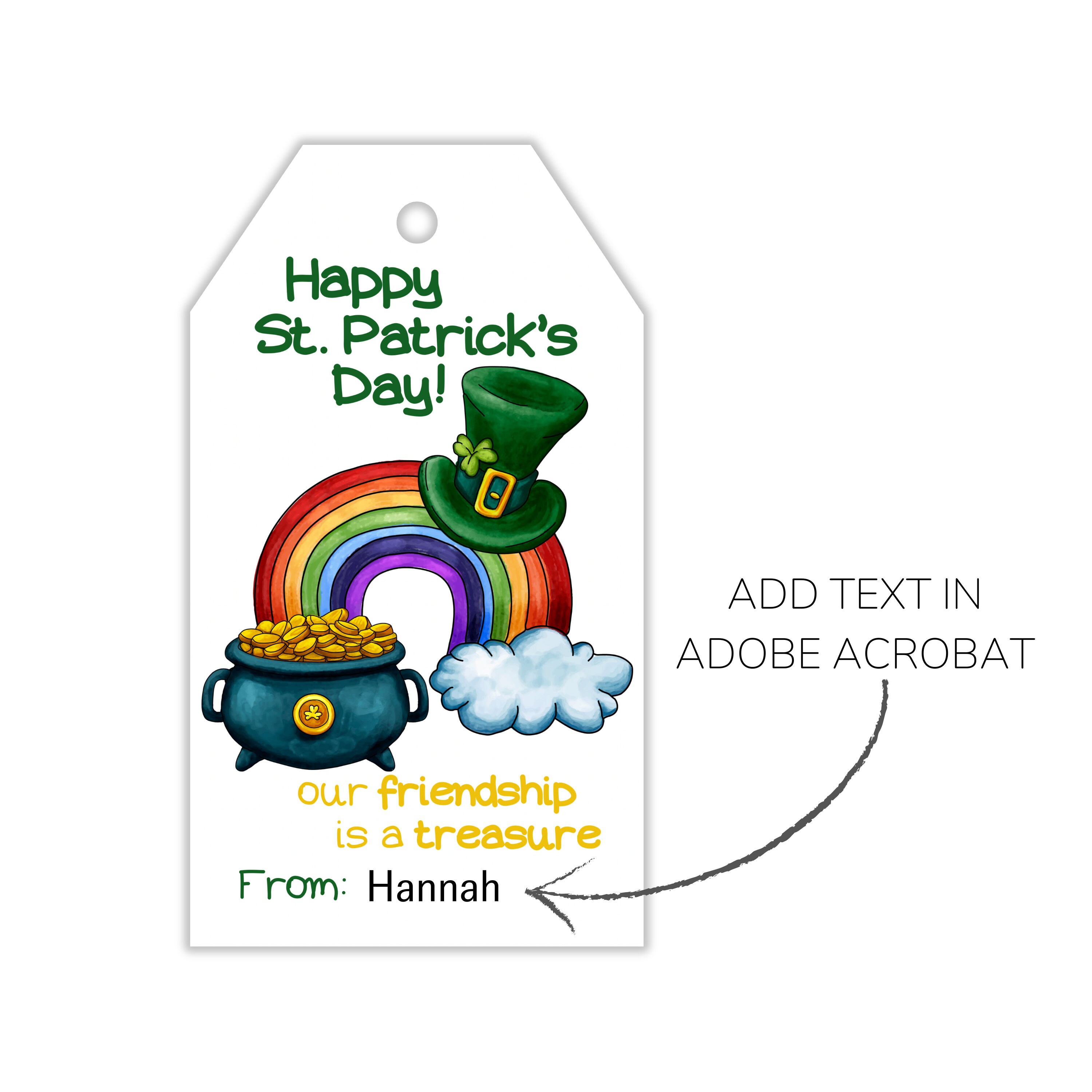 St Patricks Day Gift Tag Printable, Preschool St Paddys Day Card, Kids ...