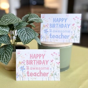 Teacher Birthday Card Printable, Happy Birthday Notecard for Teacher ...