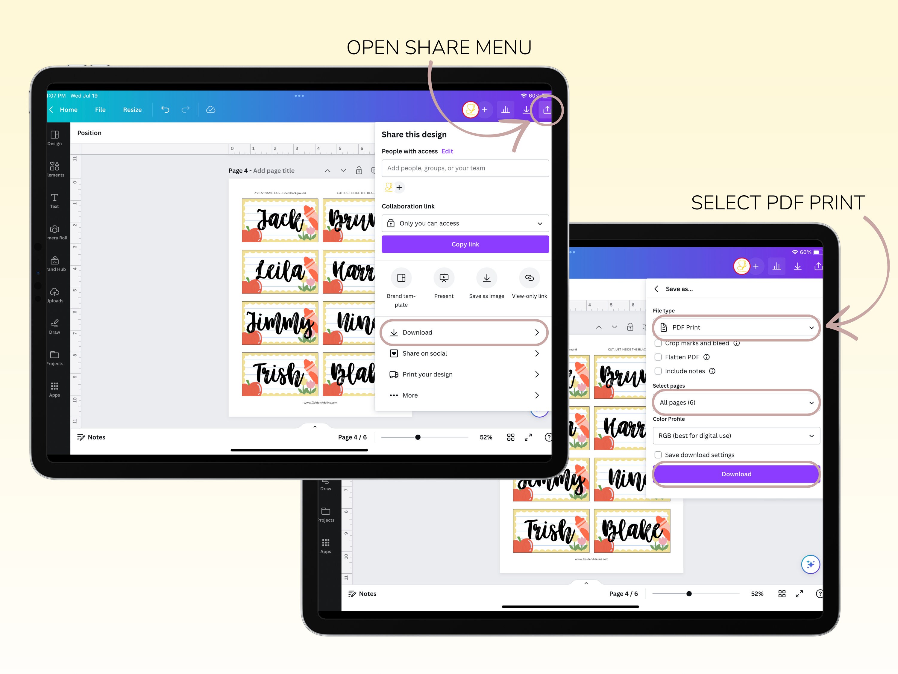 Printable Name Label Editable Name Tags for School Backpack - Etsy
