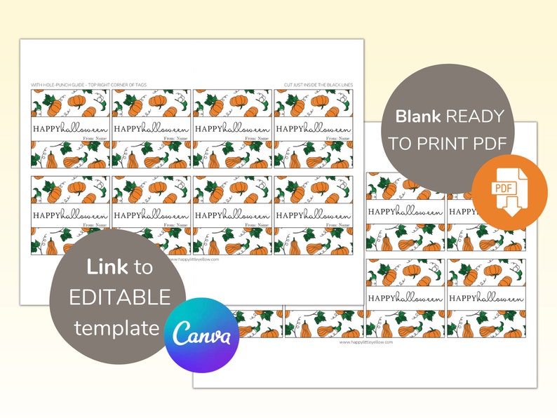 Printable Happy Halloween Gift Tag, Editable Fall Treat Tag, Halloween ...
