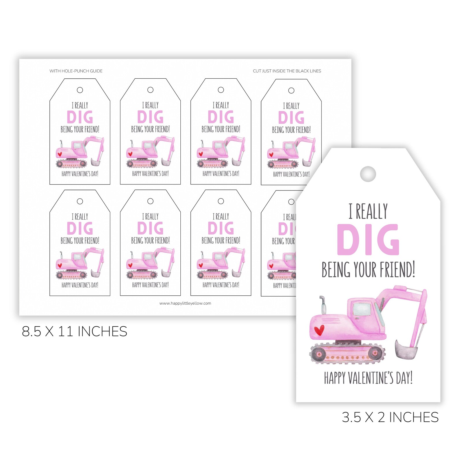 I Dig You Valentine Gift Tag Printable, I Really Dig Being Your Friend ...