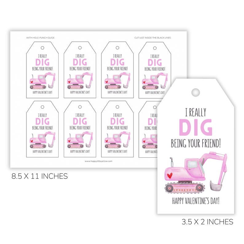 I Dig You Valentine Gift Tag Printable, I Really Dig Being Your Friend ...