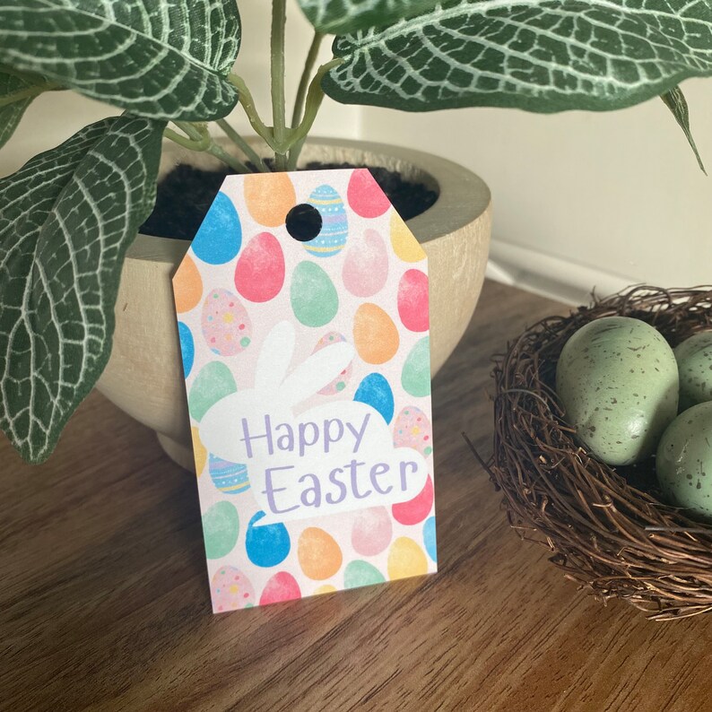 Colorful Happy Easter Gift Tag Printable, Easter Goodie Bag Label for ...