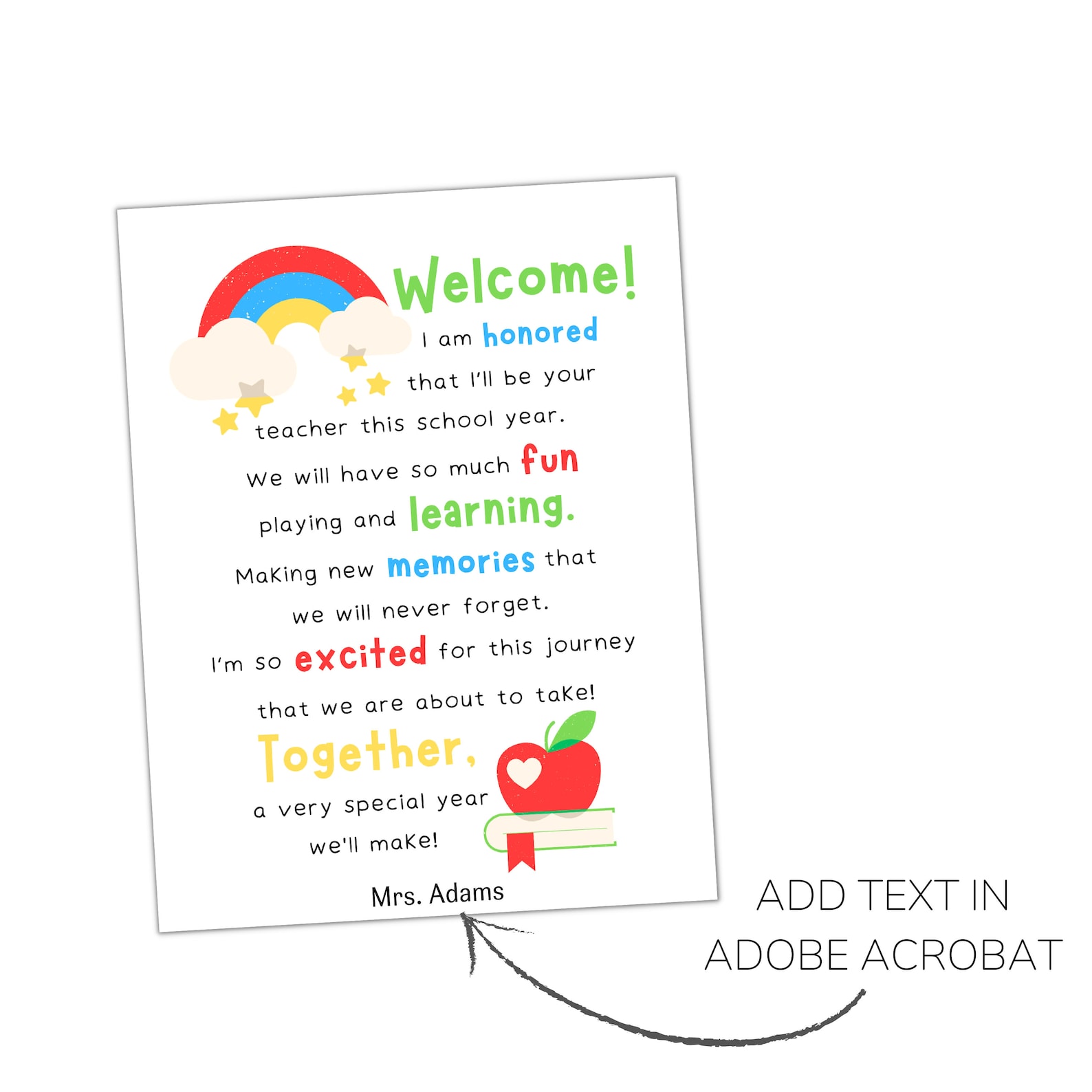 First Day of School Letter From Teacher, Printable Welcome Back to ...