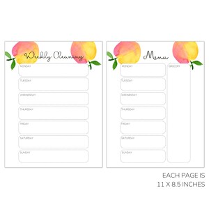 Printable Peach Planner Undated, Daily Weekly Monthly Planner, Cleaning ...
