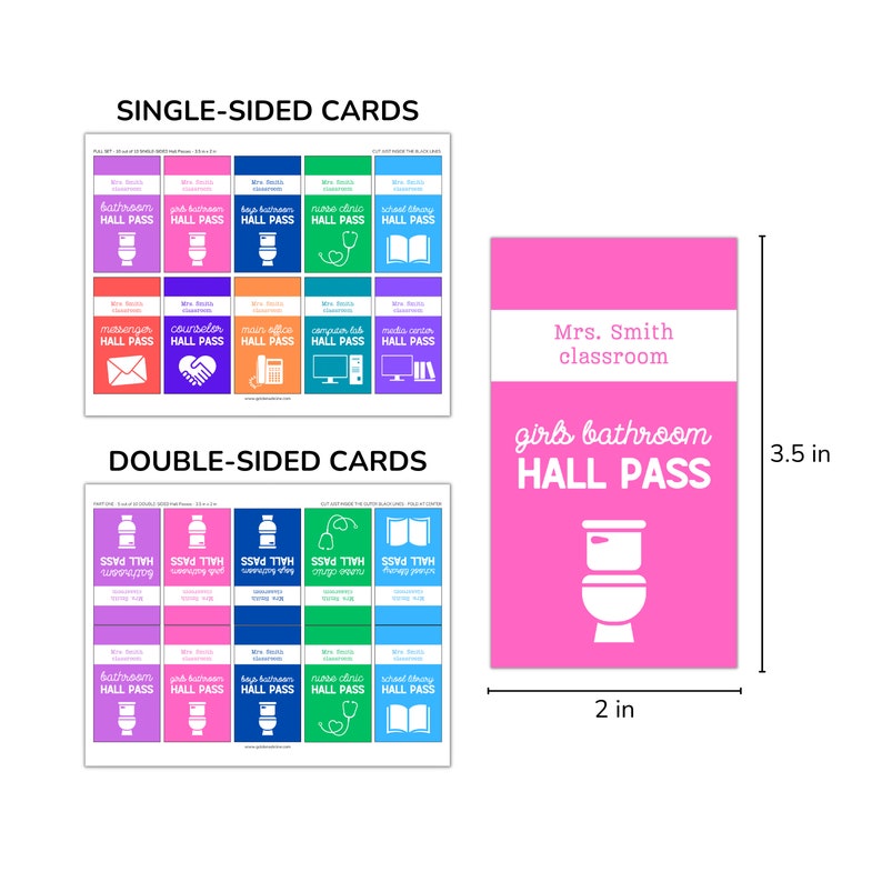 Printable Hall Passes, Editable Set of 10 Personalized Teacher Hall ...
