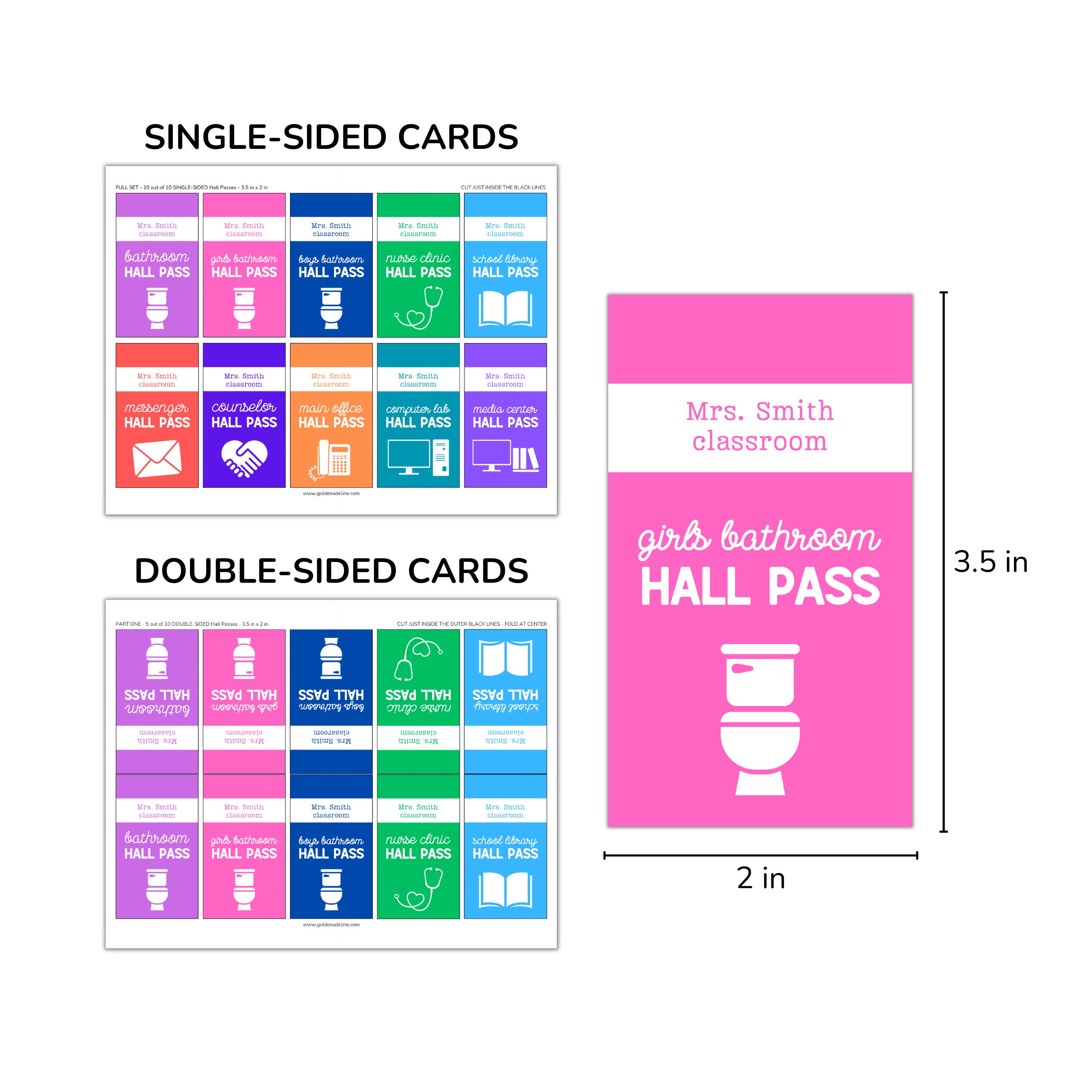 Printable Hall Passes, Editable Set of 10 Personalized Teacher Hall ...