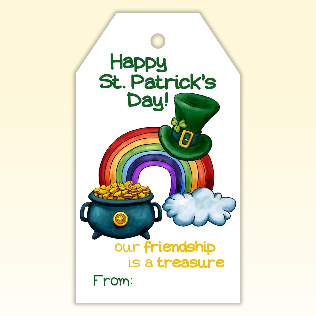 St Patricks Day Gift Tag Printable, Preschool St Paddys Day Card, Kids ...