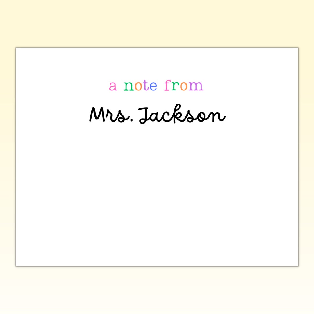 Personalized Teacher Notepad Printable, Editable Note Cards School ...