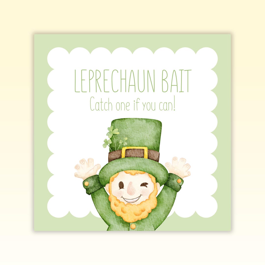 Leprechaun Bait St Patricks Day Gift Tag Printable, Preschool Goodie ...