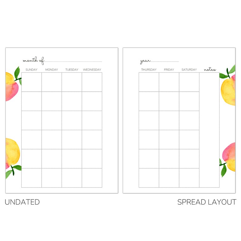 Printable Peach Planner Undated, Daily Weekly Monthly Planner, Cleaning ...