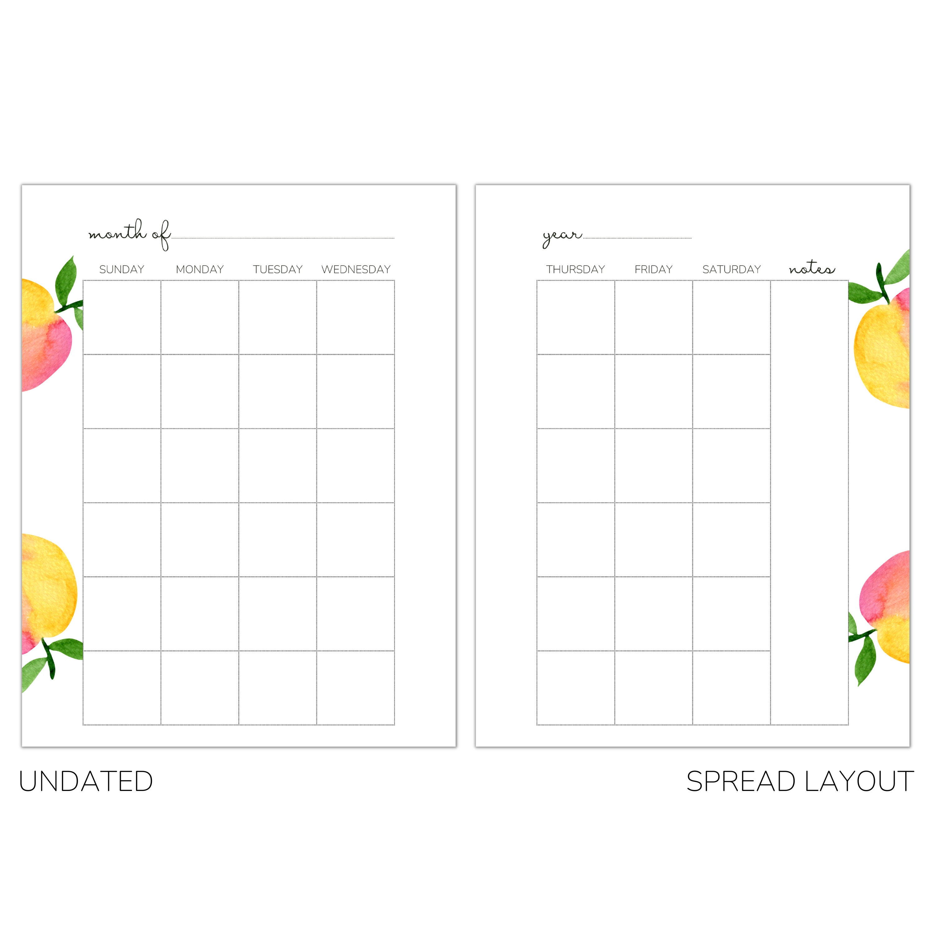 Printable Peach Planner Undated, Daily Weekly Monthly Planner, Cleaning ...