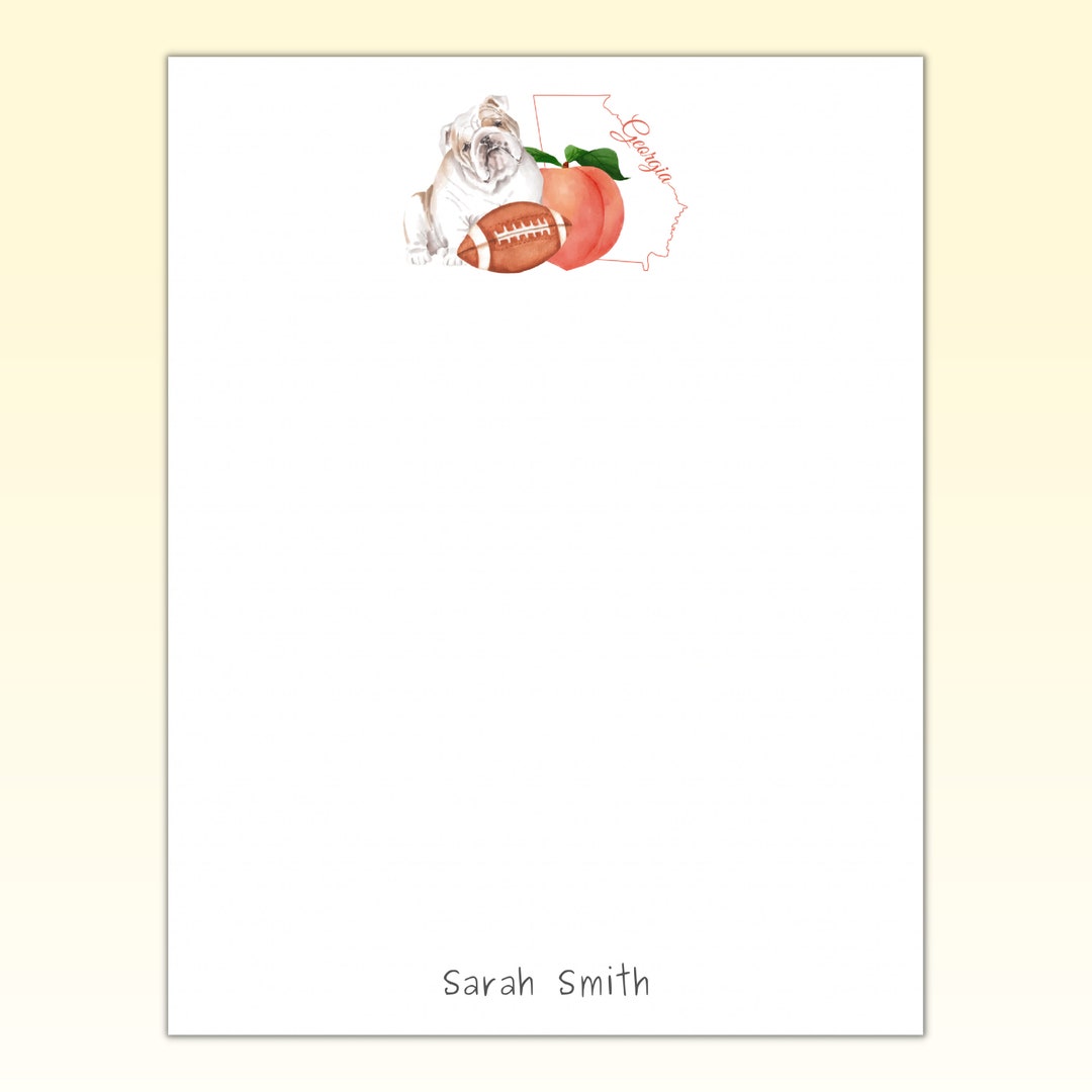 Personalized State of Georgia Gift Printable Notepad, Bulldog and ...