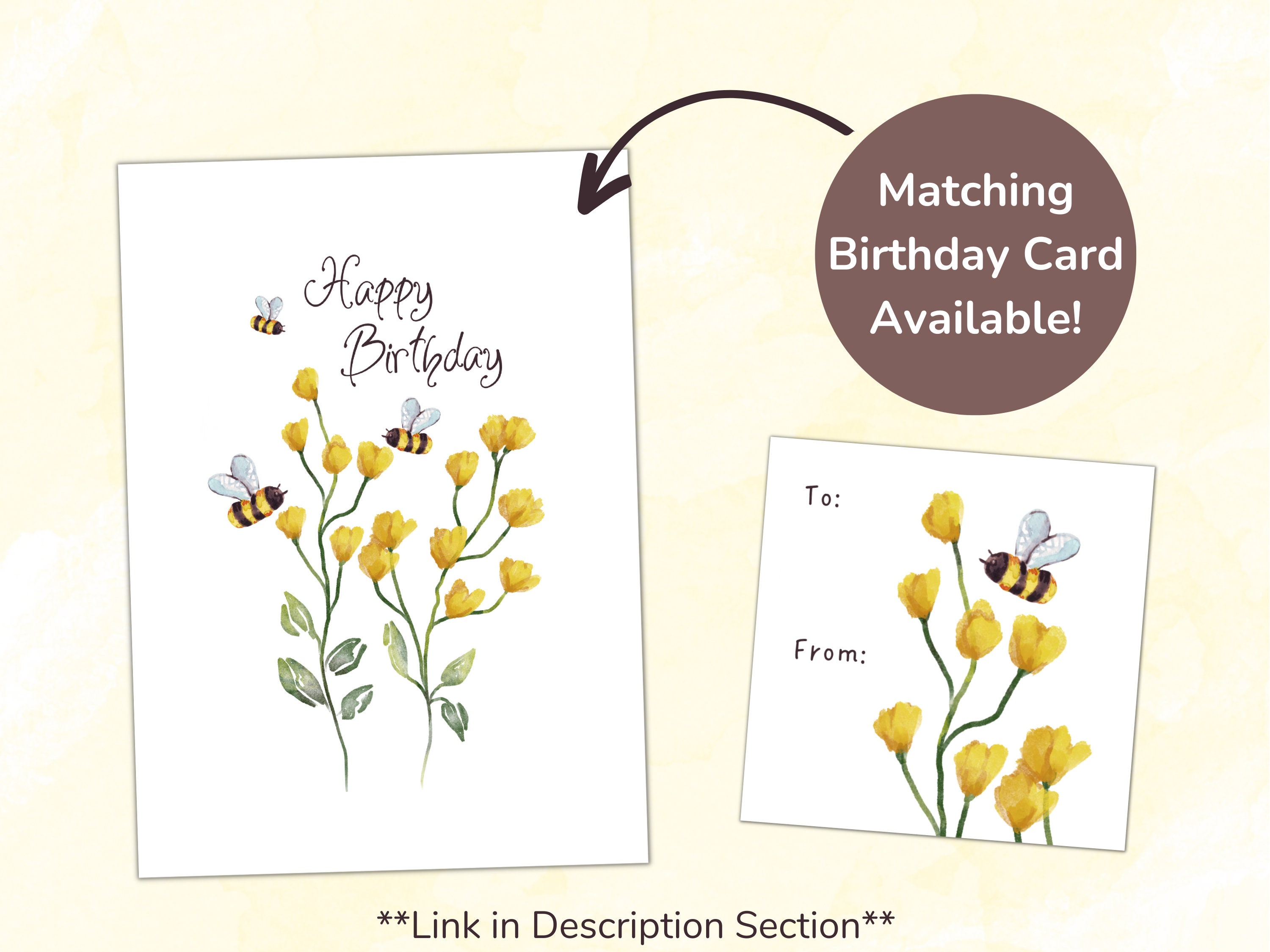 Printable Gift Tag for Honey Jars Bumblebee and Flowers to - Etsy