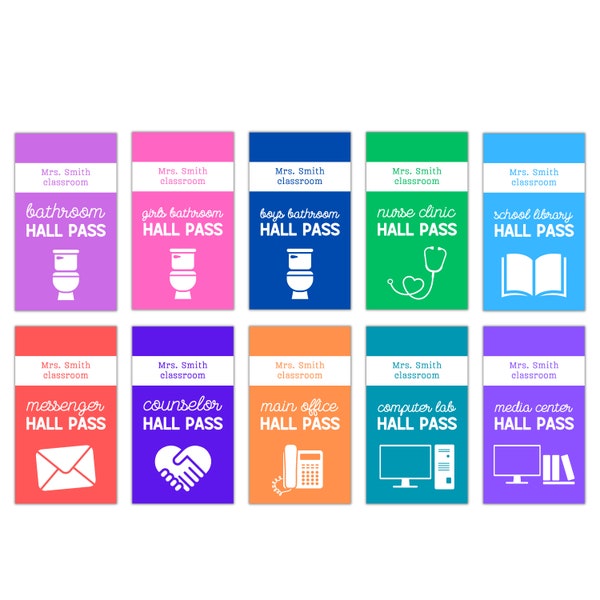 Laminated Hall Passes - Etsy