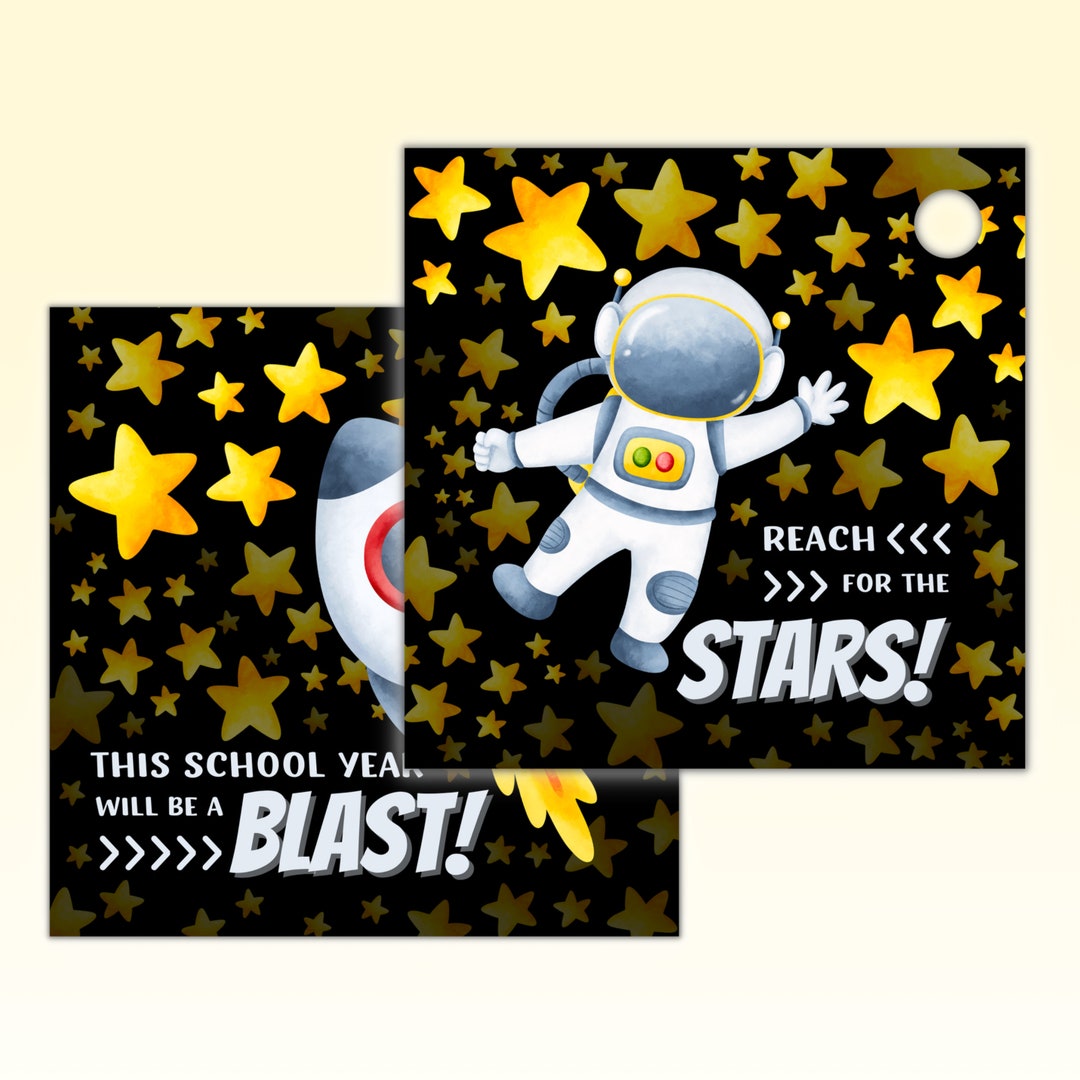 Back to School Space Gift Tags Printable, First Day of School Gift for ...