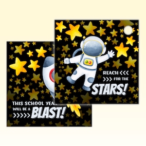 Back to School Space Gift Tags Printable, First Day of School Gift for ...