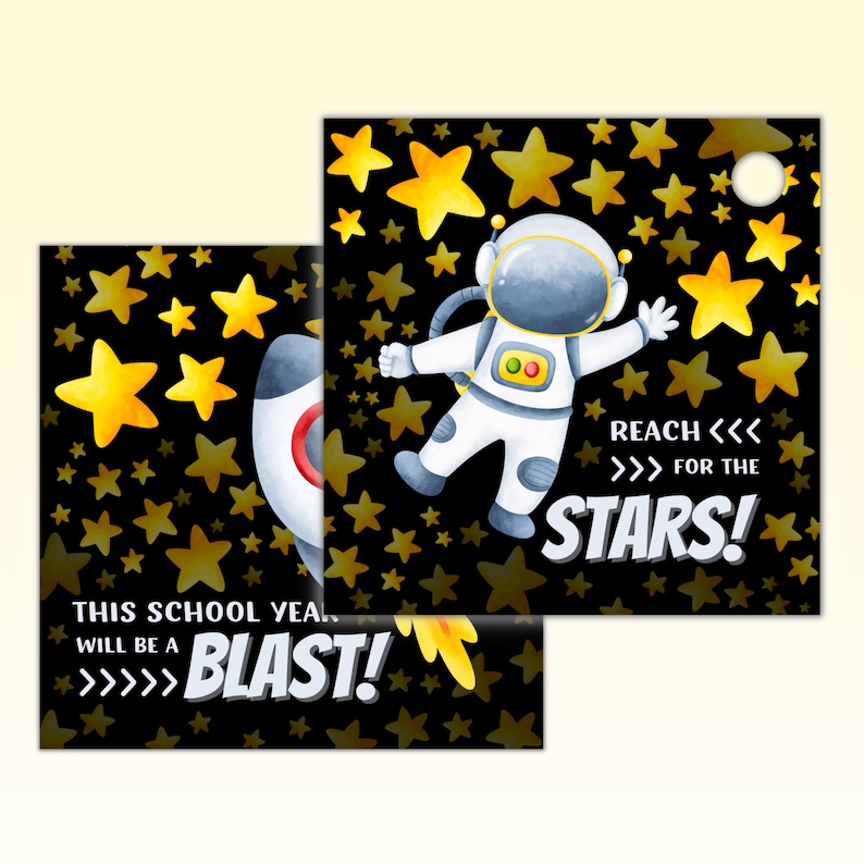 Back to School Space Gift Tags Printable, First Day of School Gift for ...