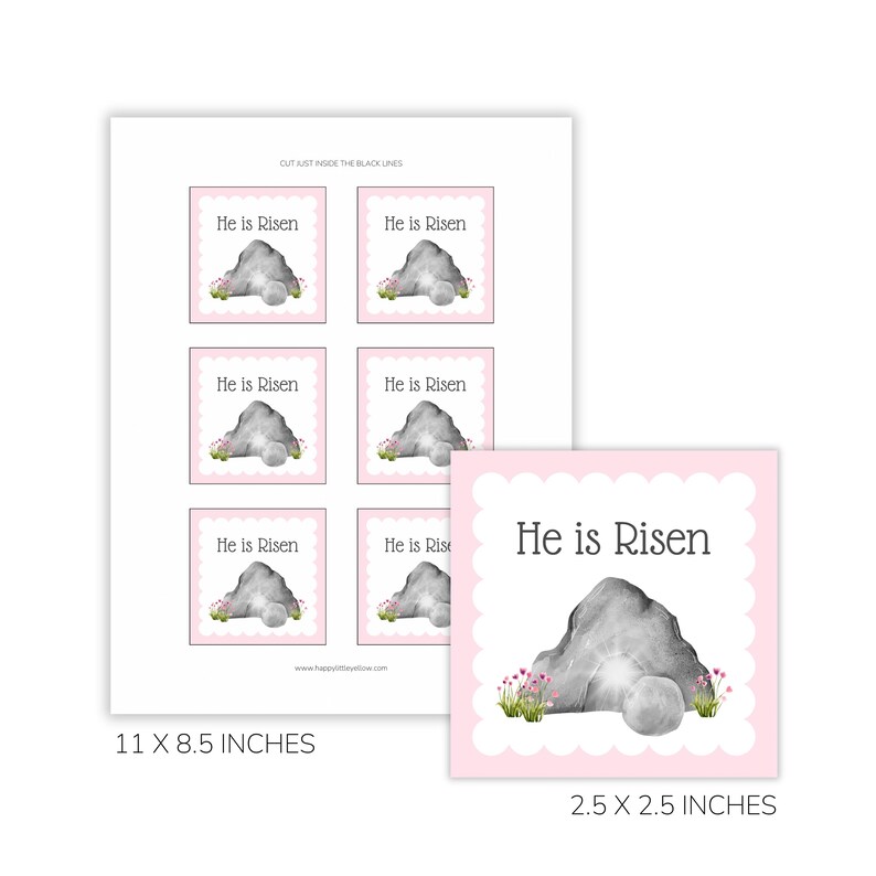 He is Risen Easter Gift Tag Printable, Easter Goodie Bag Label for ...