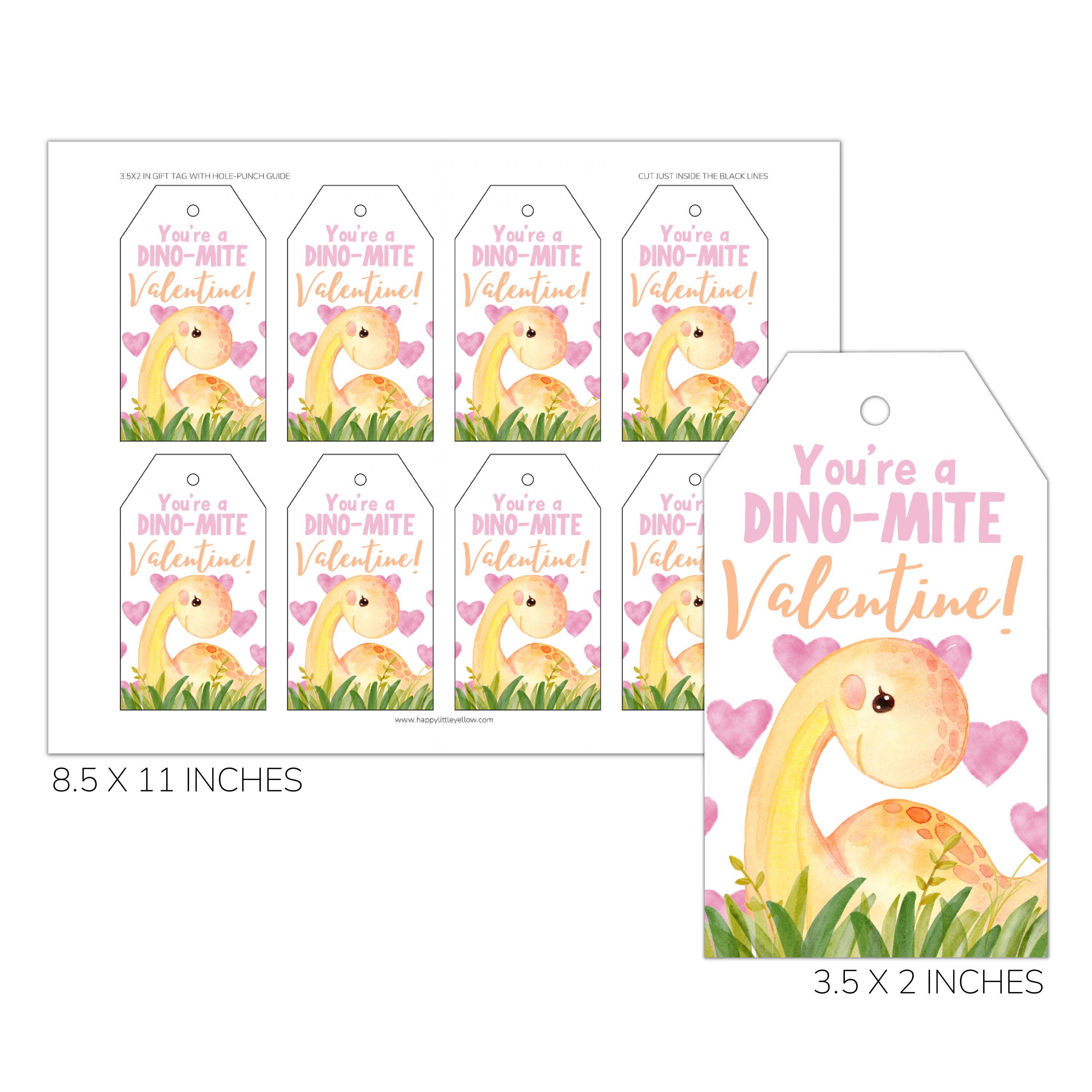 Dinosaur Valentine Gift Tag Printable, You’re Dinomite Valentine Treat ...