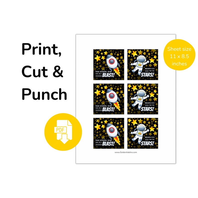 Back to School Space Gift Tags Printable, First Day of School Gift for ...